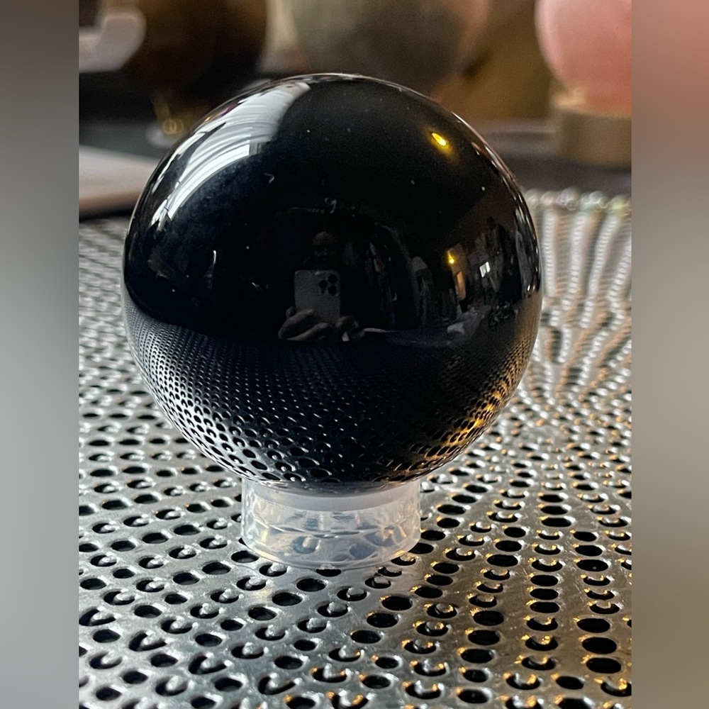 Large Black Obsidian Sphere With Stand - Gem